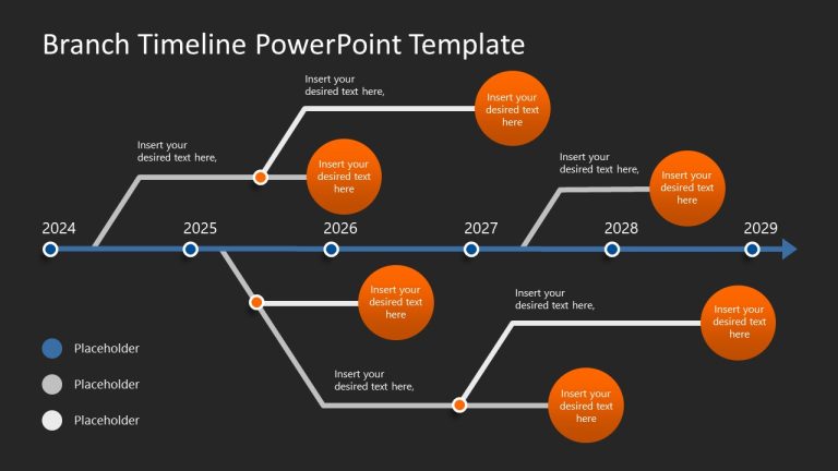 Editable Branch Timeline Diagram Slide - SlideModel