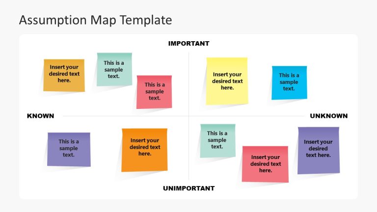 Assumption Map Slide Template - Sticky Notes Illustration - SlideModel