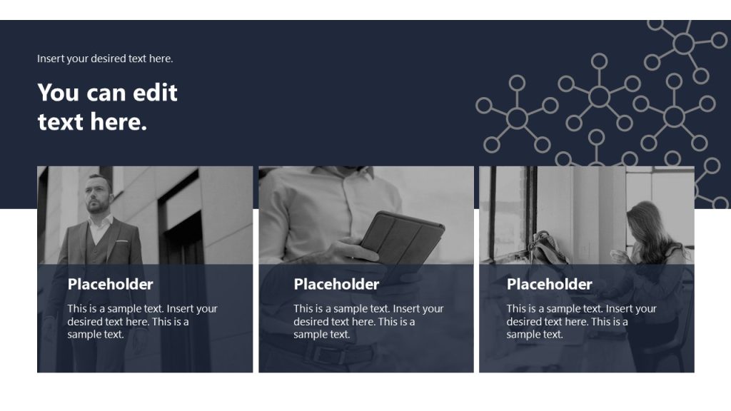 Three Images with Text Overlay - Business Pitch Deck - SlideModel