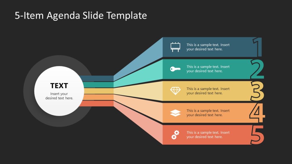 5-Item Editable Agenda Presentation Template - SlideModel