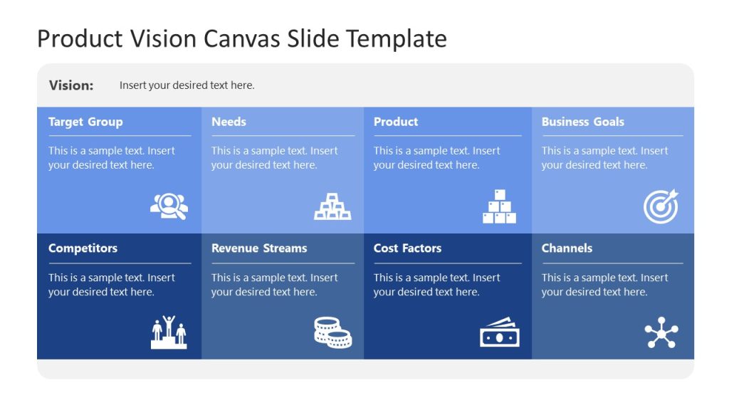 Product Vision Canvas Template Slide with White Background - SlideModel
