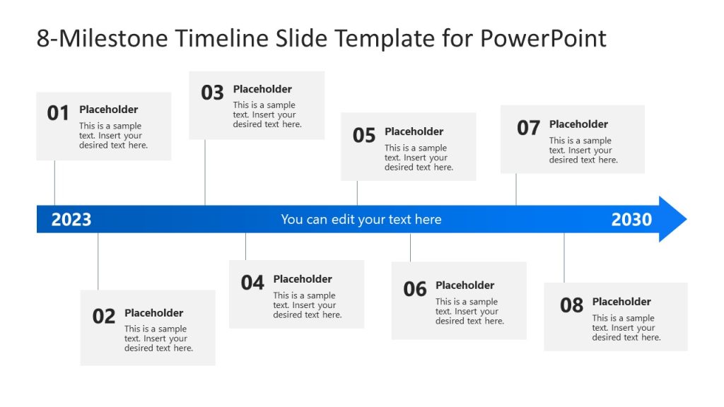White Background 8-Milestone Timeline Diagram for Presentation - SlideModel