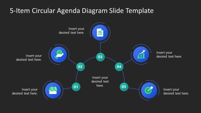 Editable 5-Item Circular Agenda Diagram Template - SlideModel