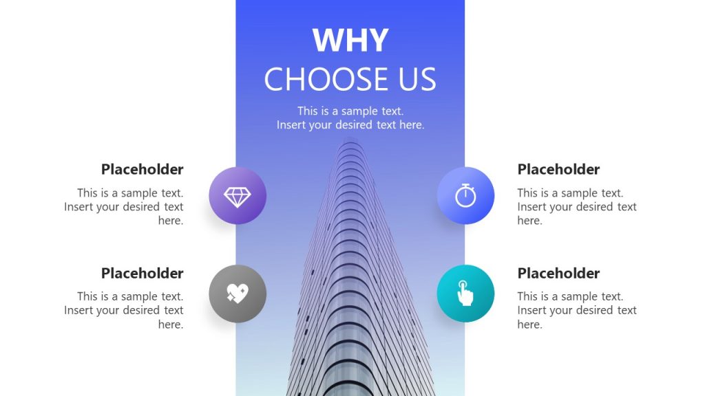 Why Choose Us Image Slide with Infographic Icons - SlideModel