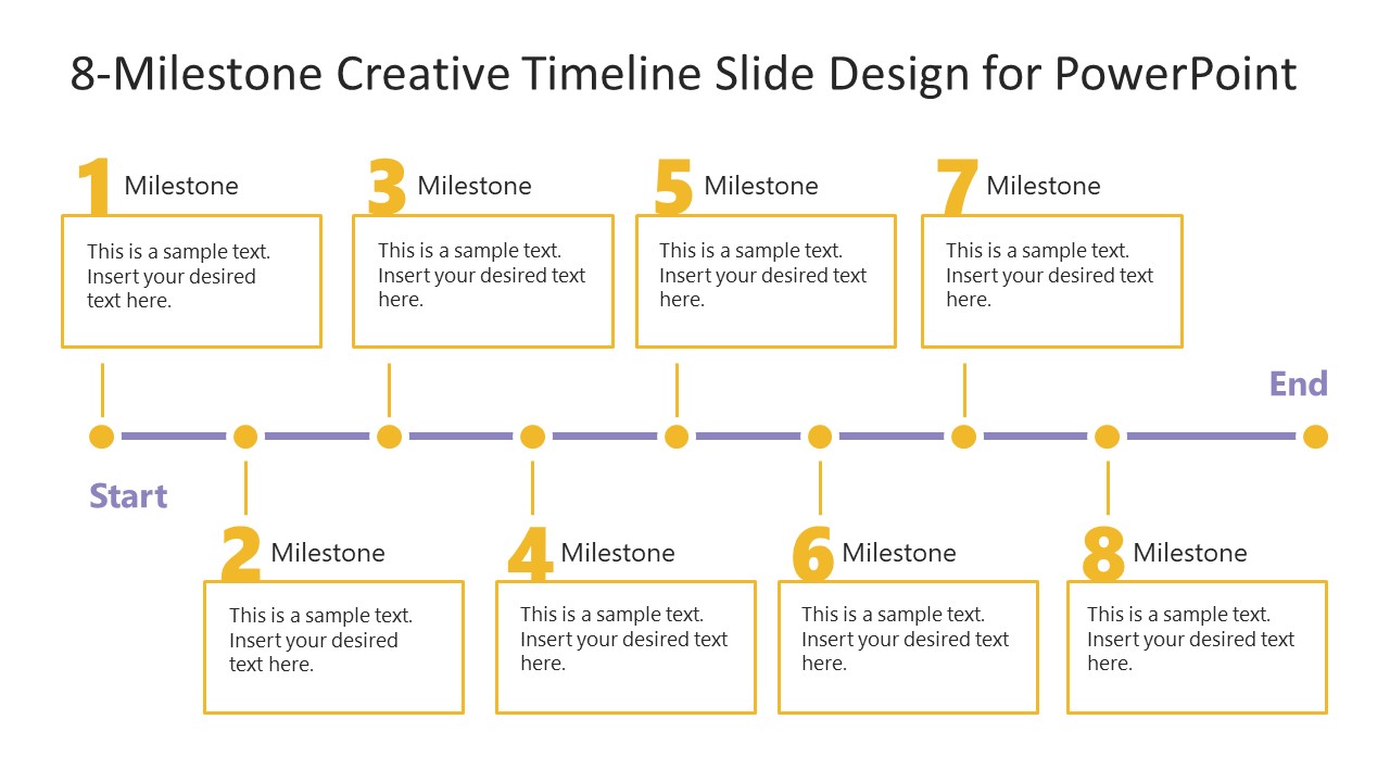 8-Milestone Creative Timeline Slide Design for PowerPoint