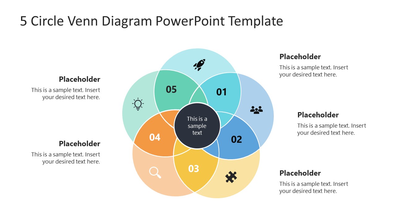 5 Circle Venn Diagram PowerPoint Template