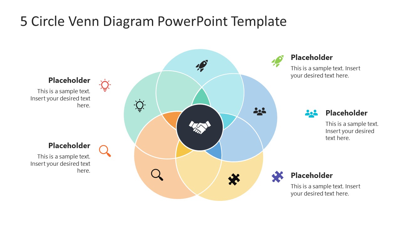 5 Circle Venn Diagram PowerPoint Template