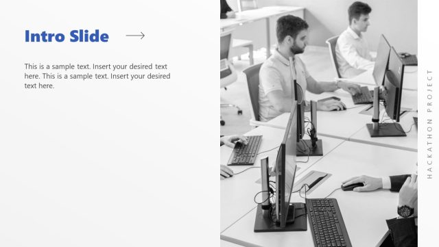 Hackathon Project Presentation Intro Slide - SlideModel