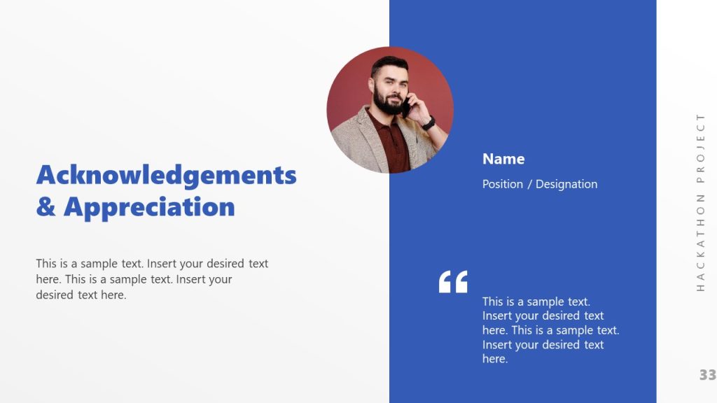 Acknowledgements Slide for Hackathon PowerPoint Template - SlideModel