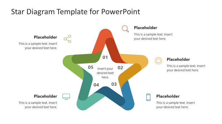 Five Step Star Diagram for PPT - SlideModel