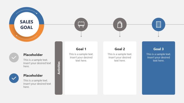 Sales Goals Presentation Slide with Three Columns Diagram - SlideModel