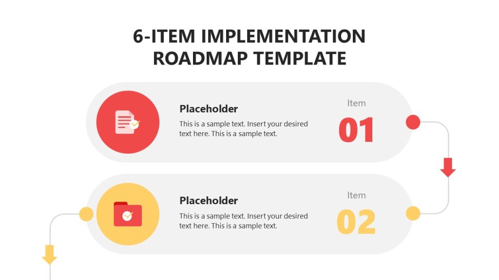 6-Item Implementation Roadmap Presentation PowerPoint Template - SlideModel