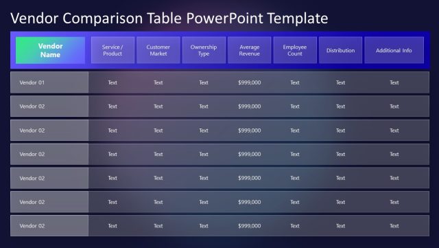 Dark Background Slide - Vendor Comparison Matrix PowerPoint Template ... Dark Background Slide - Vendor Comparison Matrix PowerPoint Template ...