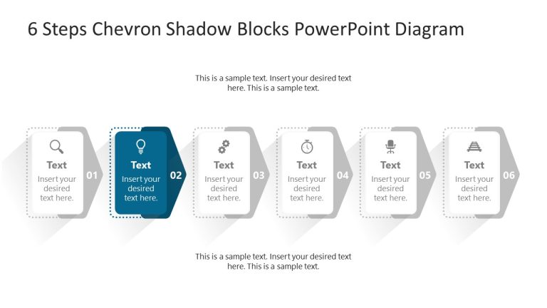 6 Steps Chevron Shadow Blocks Diagram PowerPoint Template - SlideModel