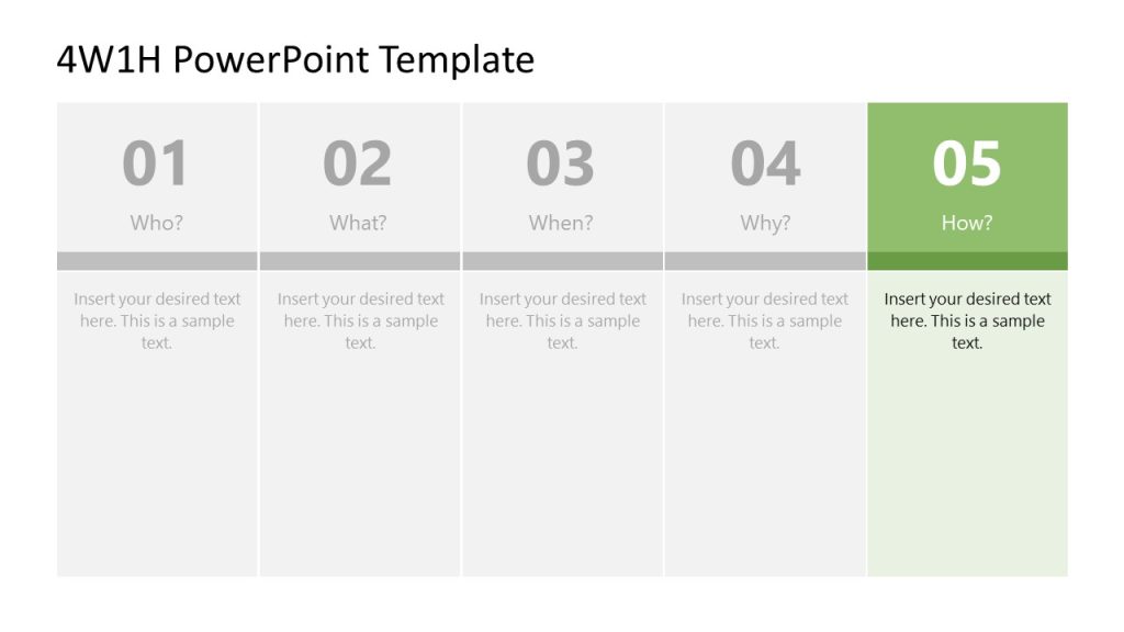 How Question Color Highlight Slide - 4W1H PPT Template - SlideModel