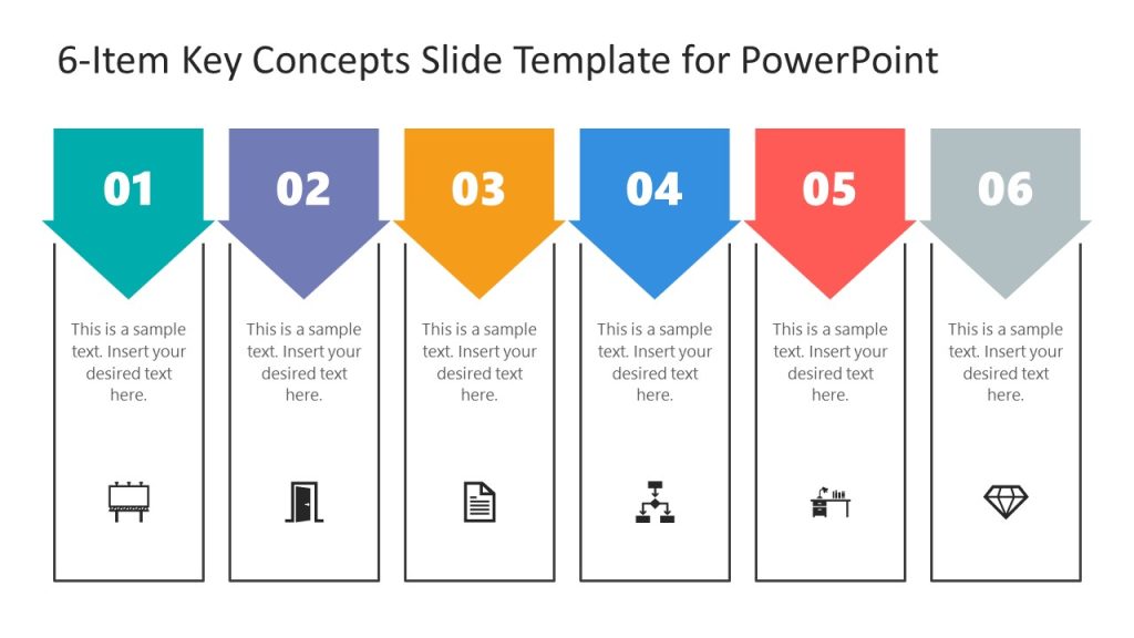 Customizable 6-Item Key Concepts Slide Template - SlideModel