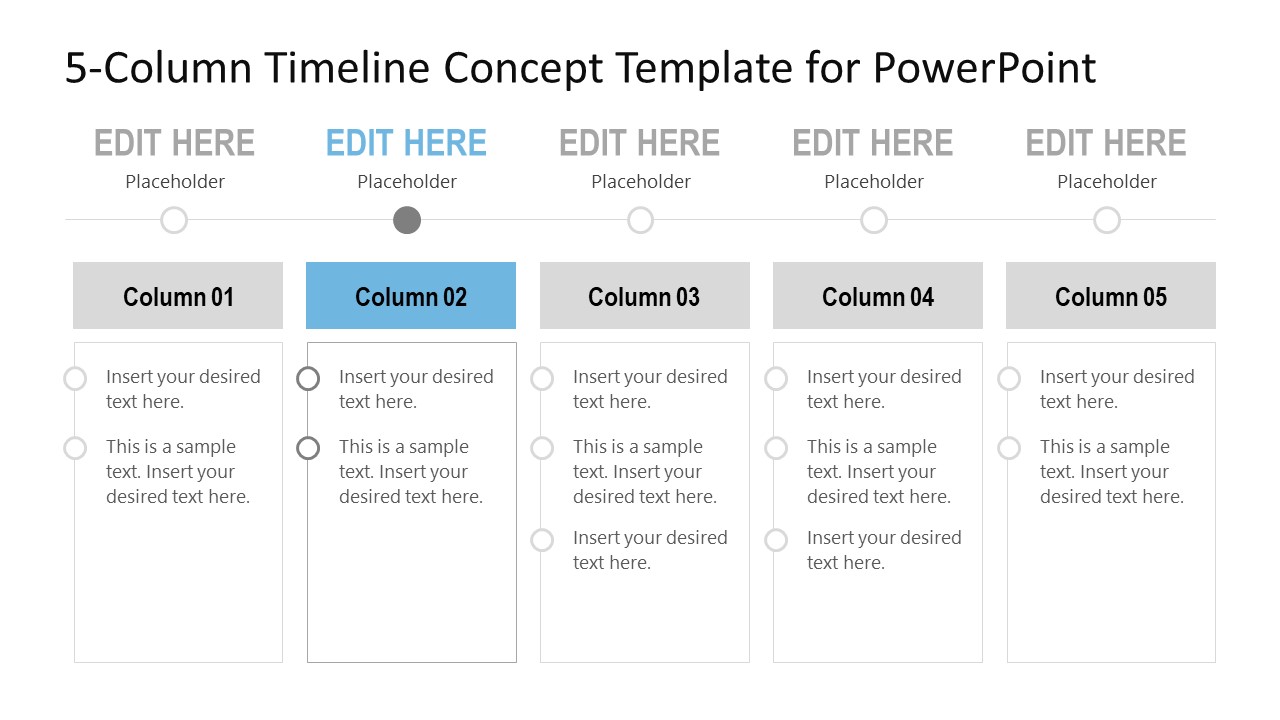 5-Column Timeline Concept Template for PowerPoint