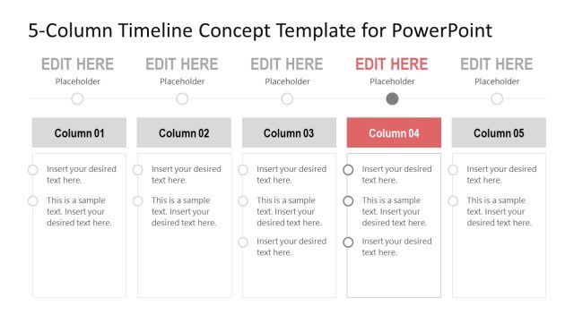 Editable Column 4 Spotlight Slide - PowerPoint Timeline Template ...