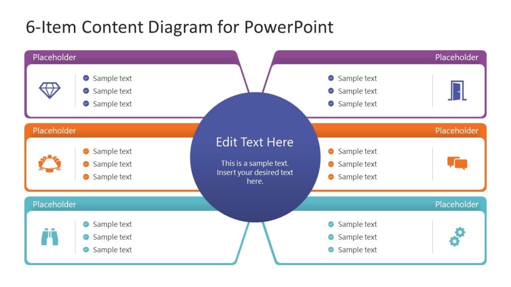 Editable 6-Item Content Diagram Template for PowerPoint - SlideModel