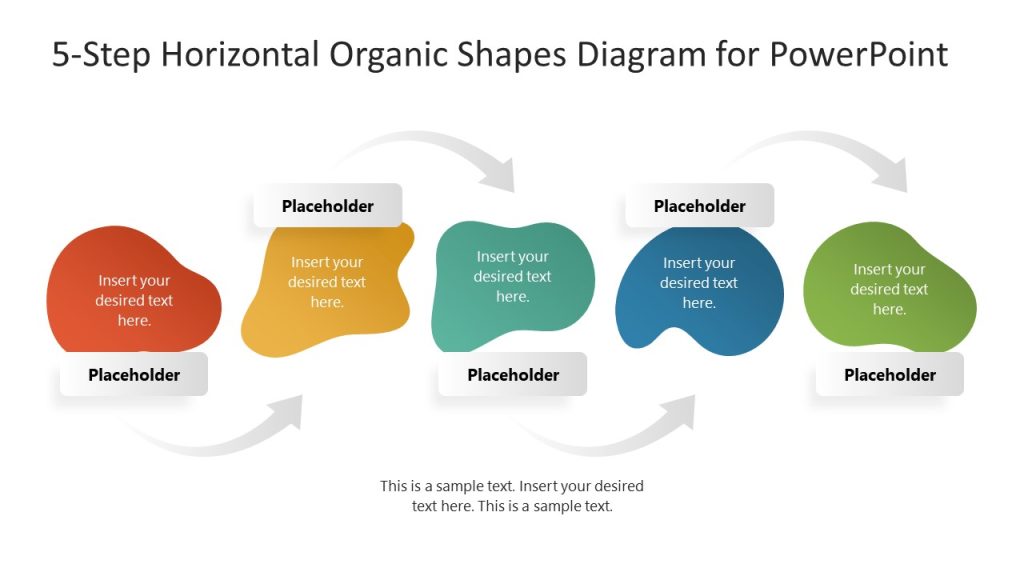 5-Step Horizontal Organic Shapes PPT Template - SlideModel