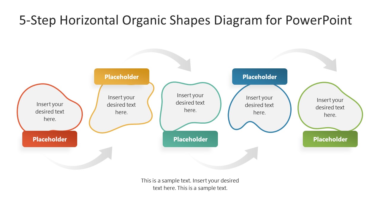 5-Step Horizontal Organic Shapes PowerPoint Template