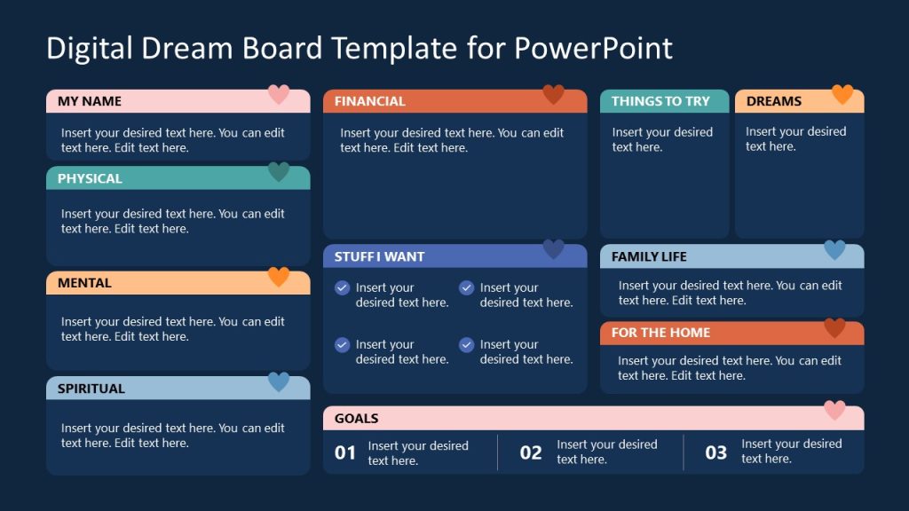 Editable Digital Dream Board PPT Template - Dark Background Slide ...