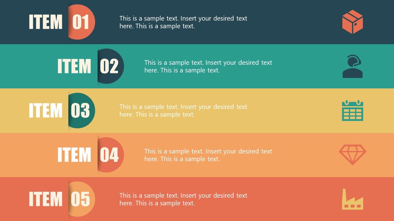 5-Item Talking Points PowerPoint Template - SlideModel