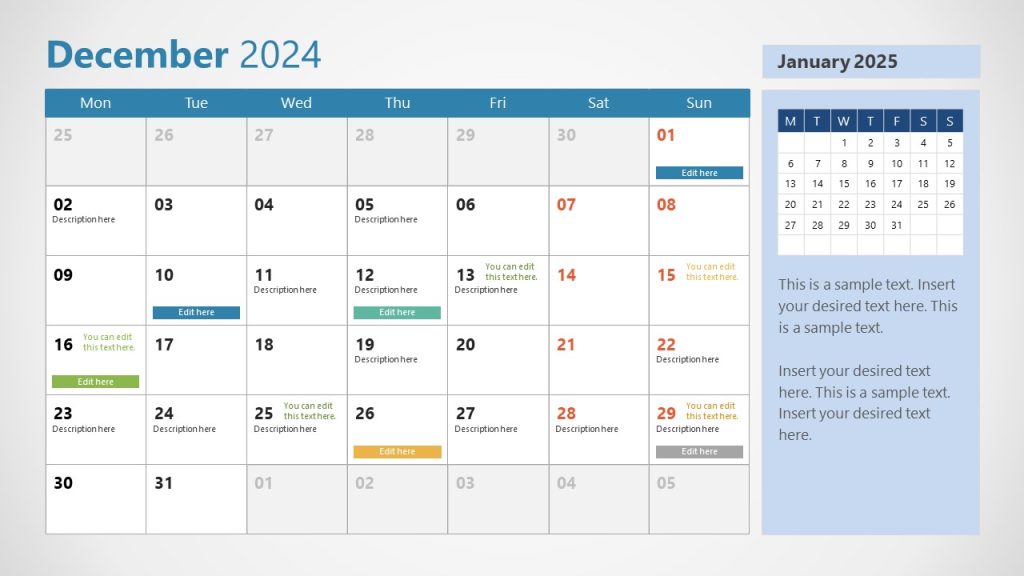 December Slide - 2024 PowerPoint Calendar - SlideModel