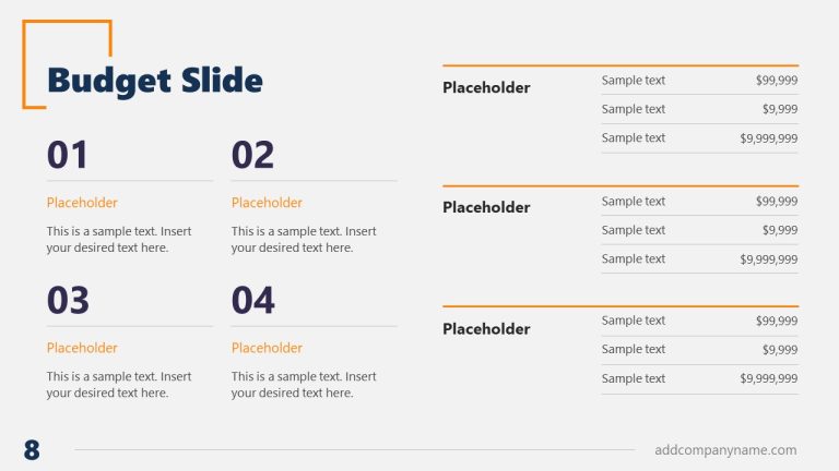 Budget Slide for Formal Business Presentation - SlideModel