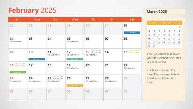 Slide for February - 2025 Calendar - SlideModel
