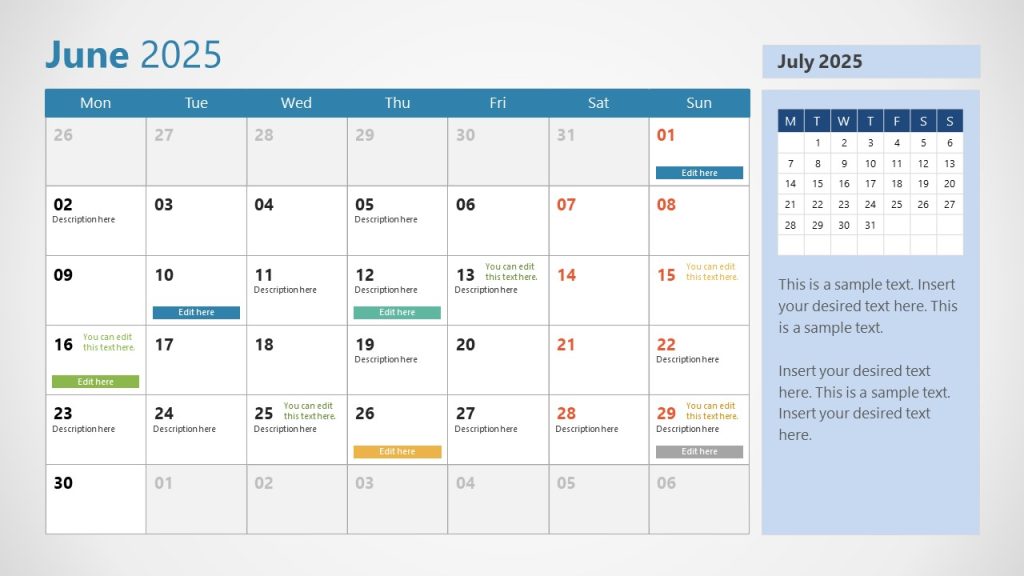 Slide for the Month June 2025 Calendar - SlideModel