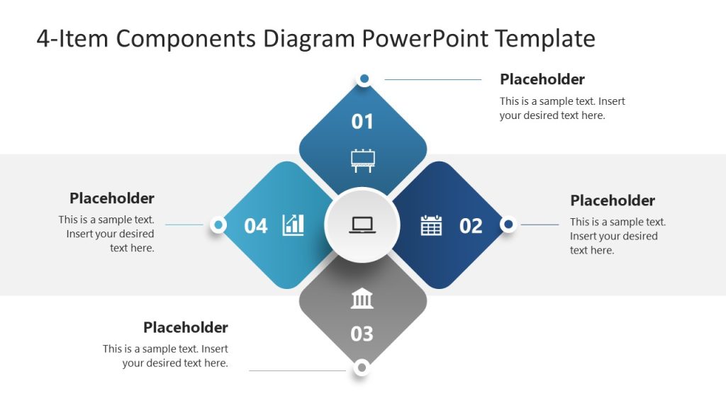 4-Item Components Diagram Presentation Template - SlideModel