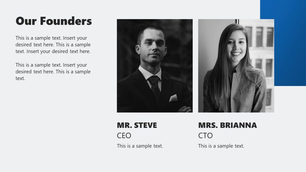 Our Founders Slide - Business Overview PPT Slide Template - SlideModel