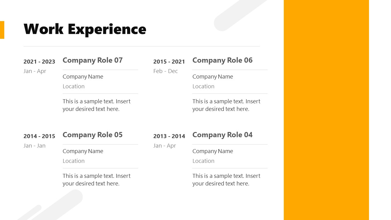 Simple Chronological Resume PowerPoint Template