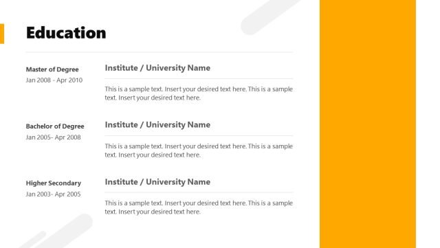 Education Slide for Resume Template - SlideModel