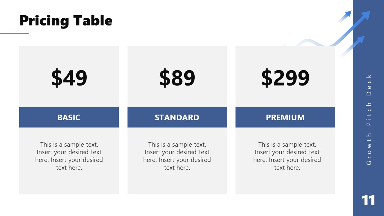 Price Table Slide - Growth Pitch Deck PPT Template - SlideModel