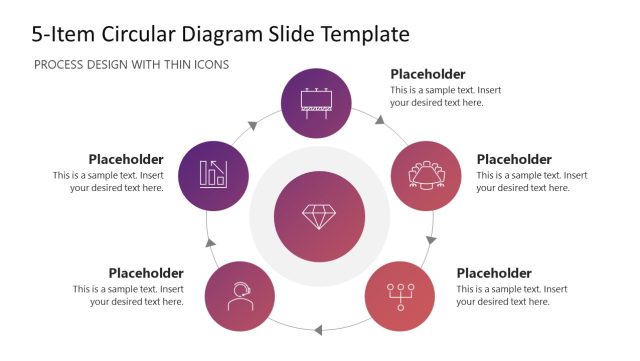 Editable 5-Item Circle Process Diagram PowerPoint Template - Title ...