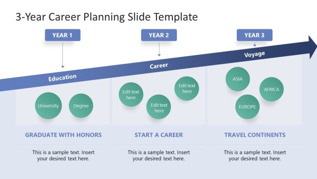Angled Arrow Diagram for 3-Year Career Planning Presentation - SlideModel