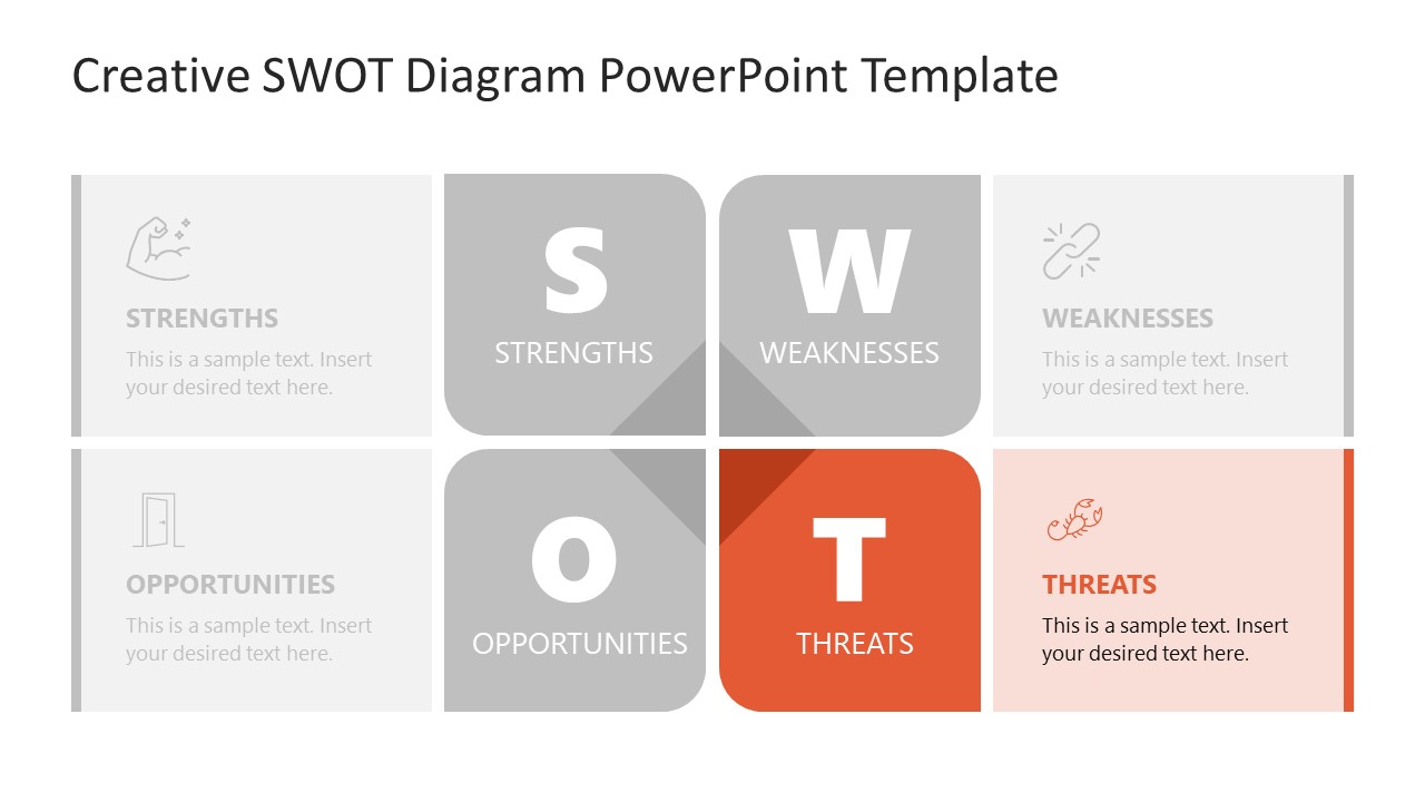 Creative SWOT Diagram PowerPoint Template