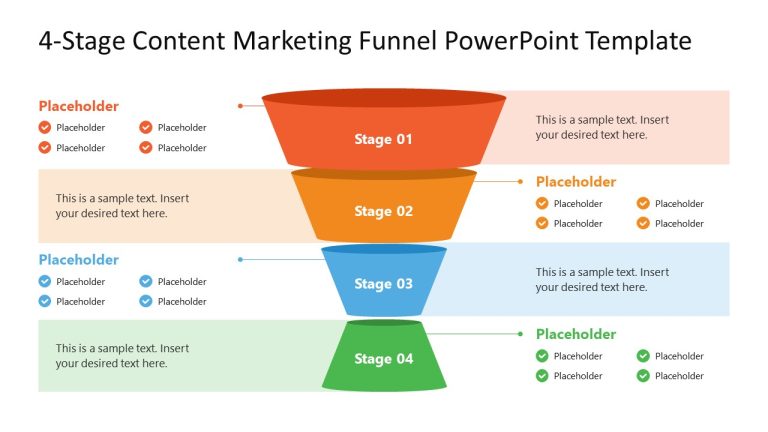 4-Stage Content Marketing Funnel Template for Presentation - SlideModel