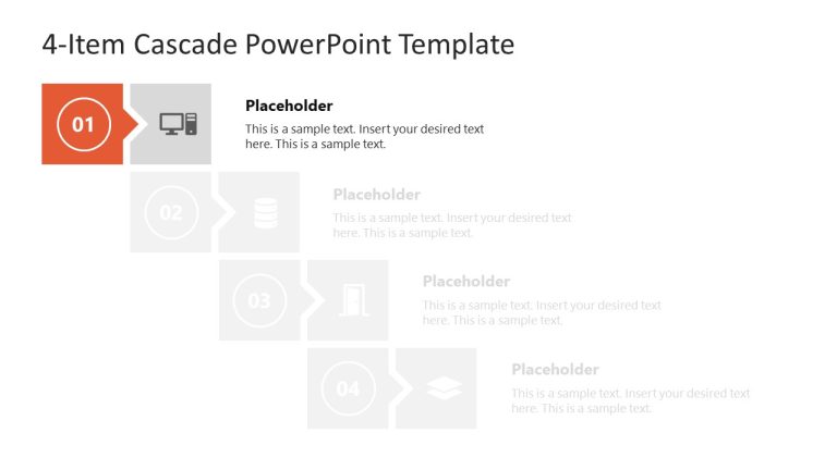 Customizable 4-Item Cascade Slide Template - SlideModel