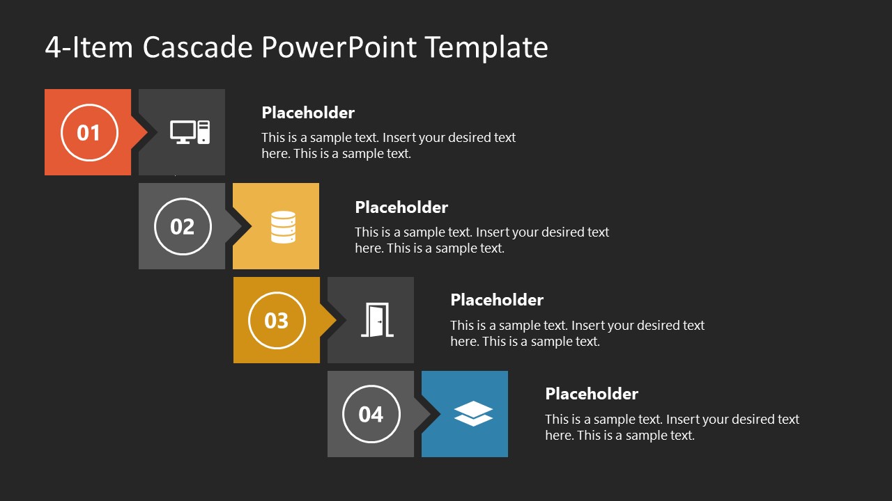 4-Item Cascade PowerPoint Template