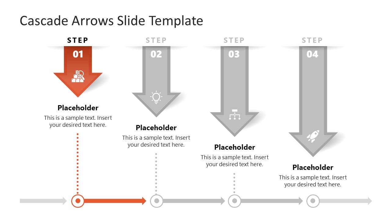 4-Step Cascade Arrows PowerPoint Template