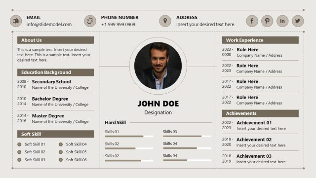 Editable One-page Personal Resume Template - SlideModel