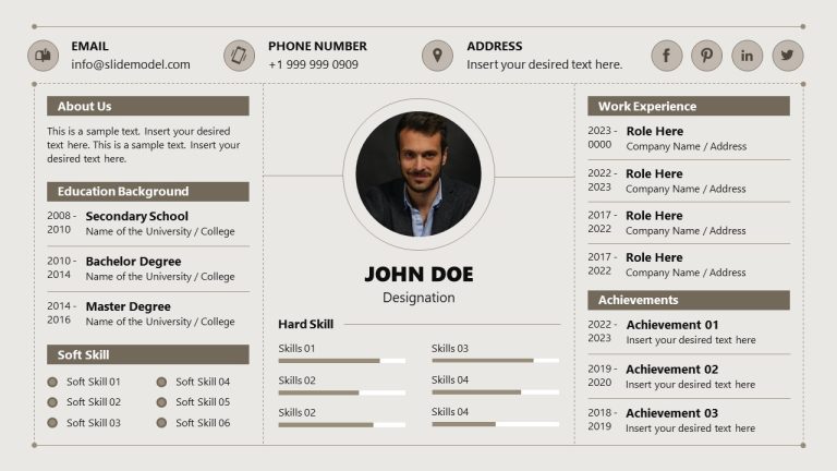 Editable One-page Personal Resume Template - SlideModel