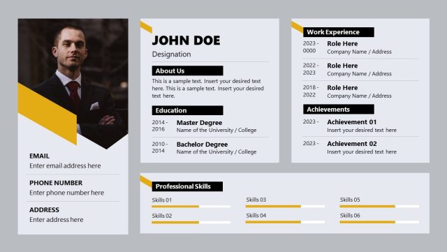 Customizable One Page CV PPT Template - SlideModel
