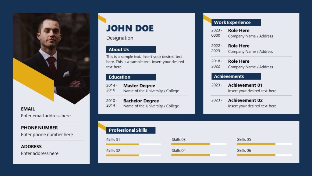 Editable One Page CV PPT Template - SlideModel
