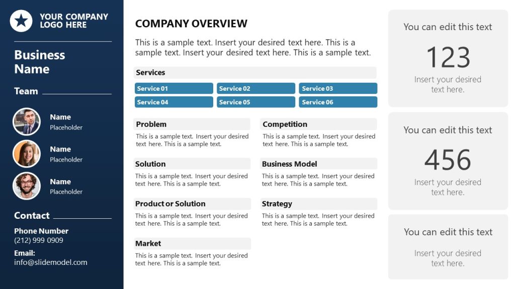 Editable One Page Company Profile PPT Template - SlideModel
