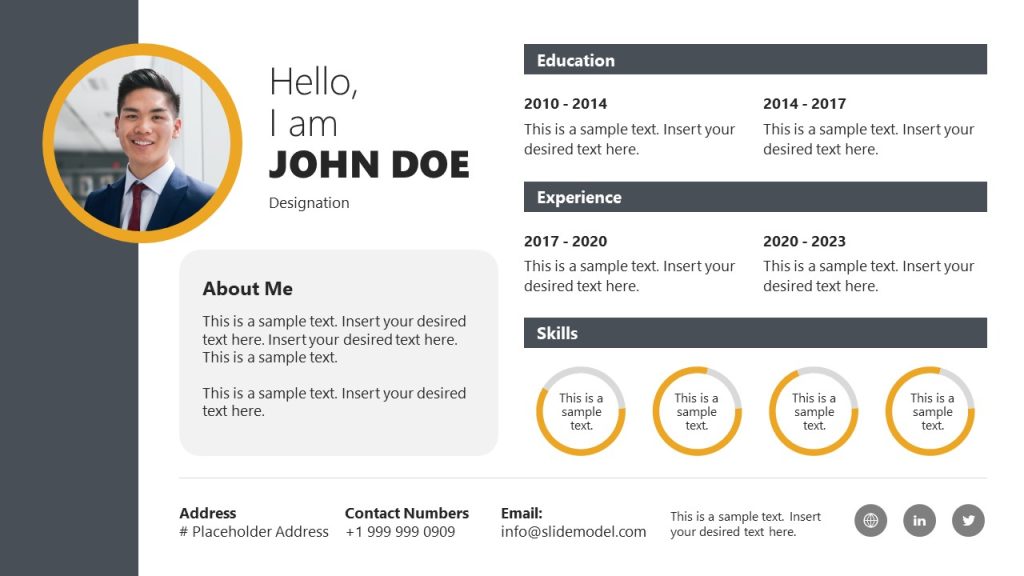 One Slide Resume Template for Presentation - SlideModel