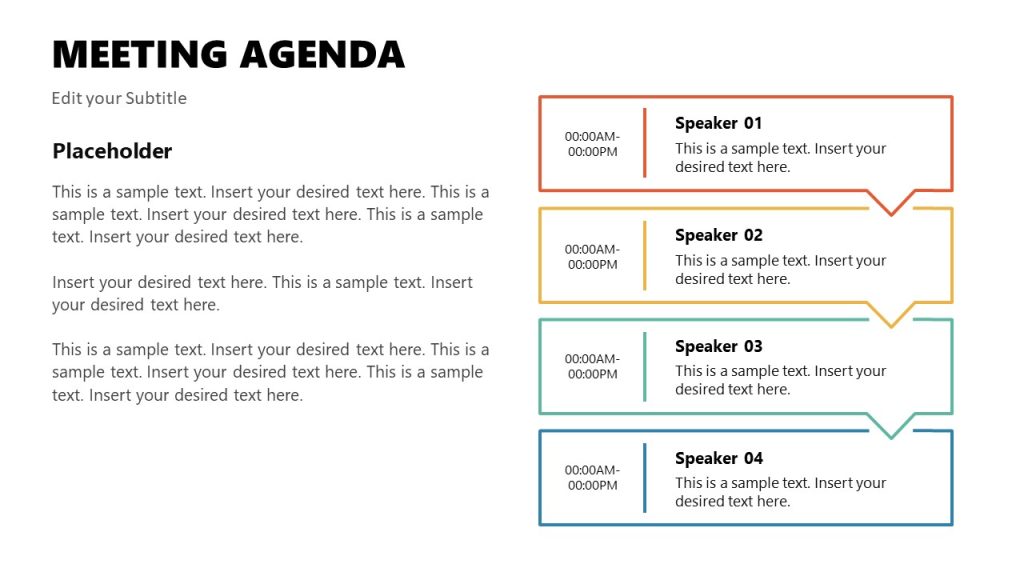 Meeting Agenda Slide with Rectangular Text Boxes - SlideModel